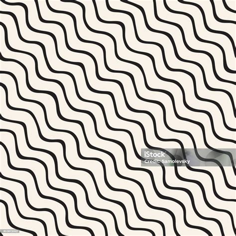 手でシームレスなパターンは波を描かれています波状のブラシ ストロークと抽象的な背景は黒と白のフリーハンドの線テクスチャ いたずら書きの