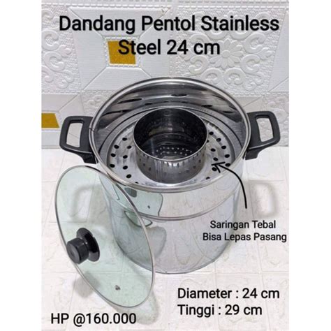 Jual Dandang Pentol Stainles Steel Ukuran 24 Cm Dandang Bakso