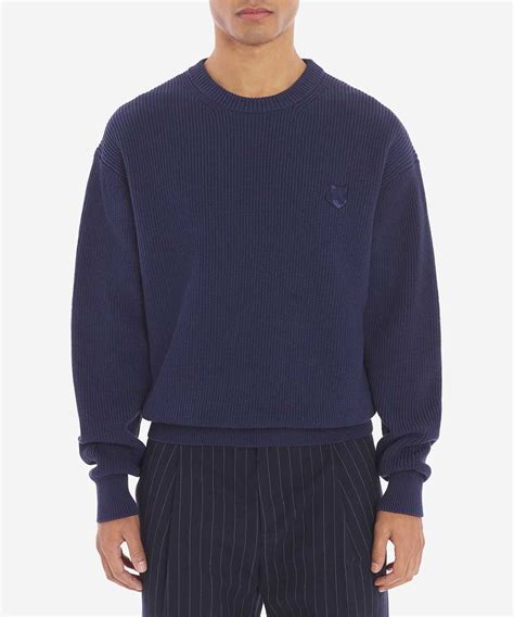 Maison KitsunÉ 午夜藍變化狐狸頭舒適羅紋毛衣 中性 M 誠品線上