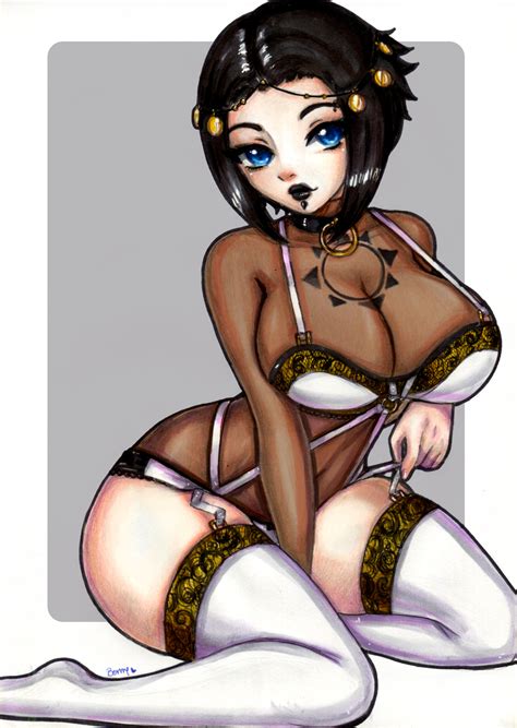 Rule 34 Black Lipstick Blue Eyes Breasts Dark Hair Lingerie Magic The
