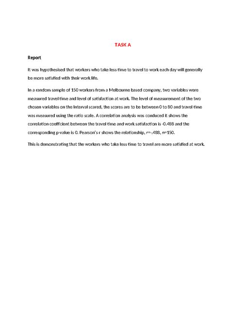 Sta2000 6 Assignment 2 Part 1 2 Copy Task A Report It Was Hypothesised That Workers Who Take