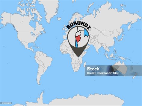 모든 대륙 유럽 아프리카 아시아 미국 지리적 위치 및 윤곽과 글로벌 세계지도에 부룬디 실루엣 원래 색상과 비율 벡터 일러스트레이션 Eps10 국가 집합에서 국가 관광명소에