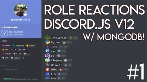 Discordjs V12 Ep 19 Role Reaction Bot Tutorial W Mongodb Part