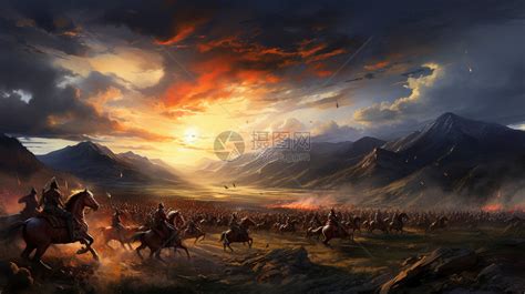 蒙古草原上的战争场面插画图片下载 正版图片600423062 摄图网