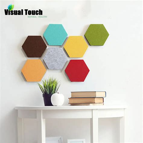 비주얼 터치 1 Pc 다채로운 집 펠트 육각 벽 스티커 장식 시트 벽화 전사 홈 장식 벽 장식품벽걸이 스티커 Aliexpress