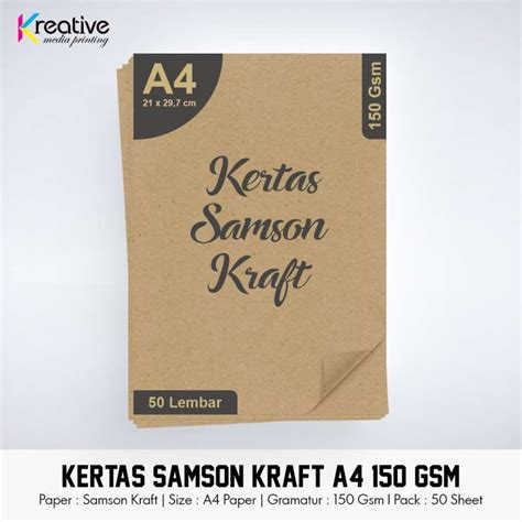 Jual Kertas Samson Kraft A Gsm Pack Lbr Di Seller Kreative Media Printing