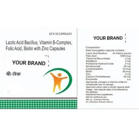 Lactic Acid Bacillus Vitamin B Complex Folic Acid Biotin With Zinc