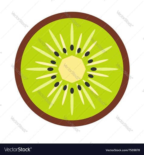 Sliced Kiwi Flat Icon Royalty Free Vector Image