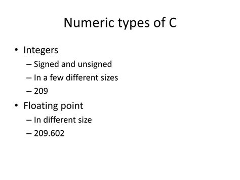 Ppt Numeric Types Of C Powerpoint Presentation Free Download Id