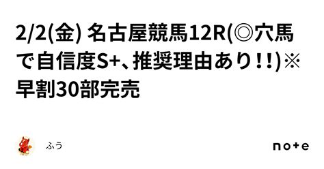22金 名古屋競馬12r 穴馬で自信度s😎、推奨理由あり！！※早割30部完売 ｜ふう