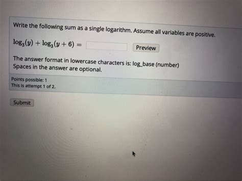 Solved Write The Following Sum As A Single Logarithm Assume