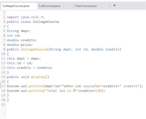 Solved Instructions Create A Class Named Collegecourse That Chegg
