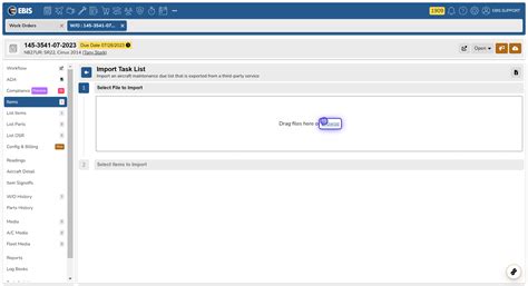 uploading task due lists to workorders