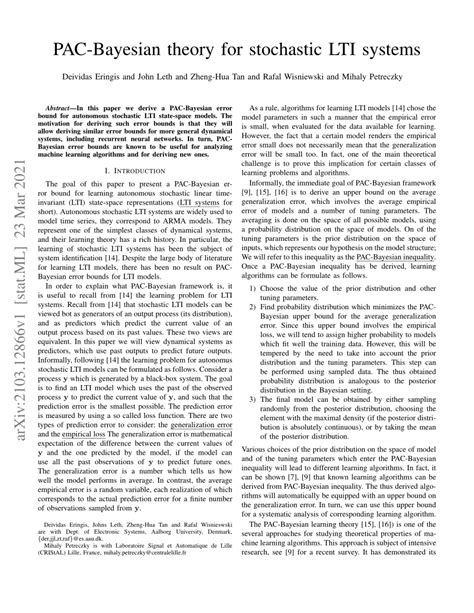 Pdf Pac Bayesian Theory For Stochastic Lti Systems