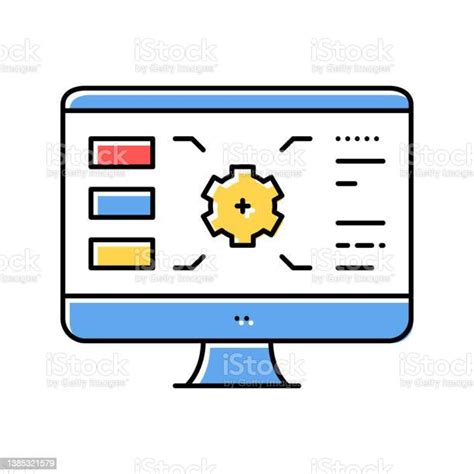 컴퓨터 화면 색상 아이콘 벡터 일러스트레이션의 기어 특성 개발에 대한 스톡 벡터 아트 및 기타 이미지 개발 개성 개념
