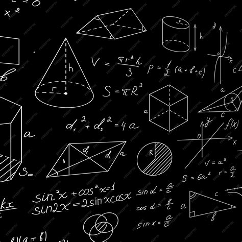 Premium Vector Blackboard Mathematical With Thin Line Shapes Seamless Pattern Background Vector