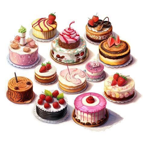 Premium Ai Image Cakes Vector Set Illustration