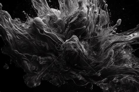 黑白流体流动在海洋深处插画图片下载 正版图片600107864 摄图网
