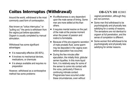 Coitus Interruptus Withdrawal Method Explained
