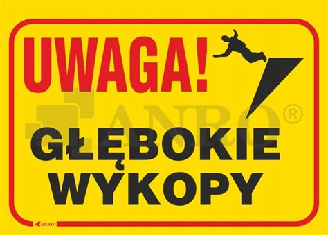 Tabliczka PVC UWAGA GŁĘBOKIE WYKOPY B04 L P Sklep BHP PROFI