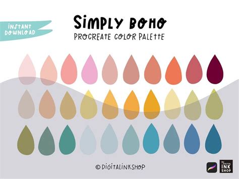 Boho Procreate Color Palette Procreate Color Swatches Instant Download Trendy Color Palette
