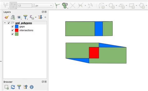 Polygon Showing Differences Between Two Sets Of Geometries In Qgis Geographic Information