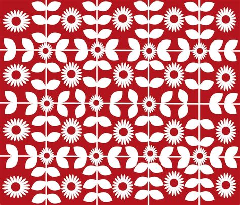 Premium Vector Abstract White Color Flower And Leaf Pattern On A Red