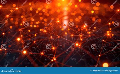 A Digital Network Visualization With Glowing Nodes And Connections On A Dark Background Stock