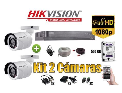 Ripley KIT 2 CÁMARA SEGURIDAD HIKVISION FULLHD 1080P DISCO 500GB