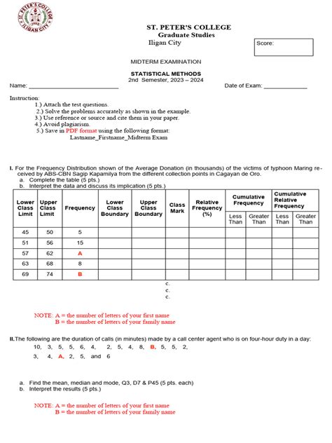 Statistics Midterm Exam 2 Pdf Mean Median