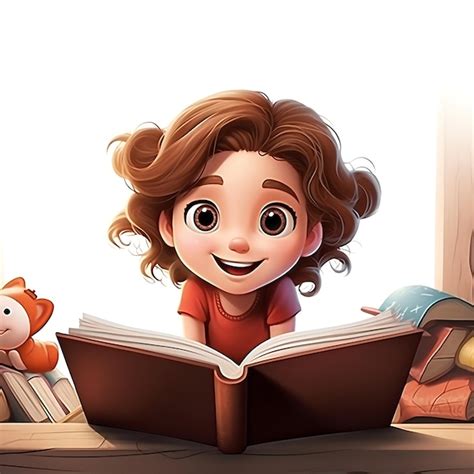 Libro De Lectura Infantil De Dibujos Animados En 3D Sobre Fondo Blanco