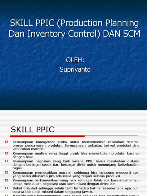 Proses Ppic Scm Skill Supriyanto Pdf