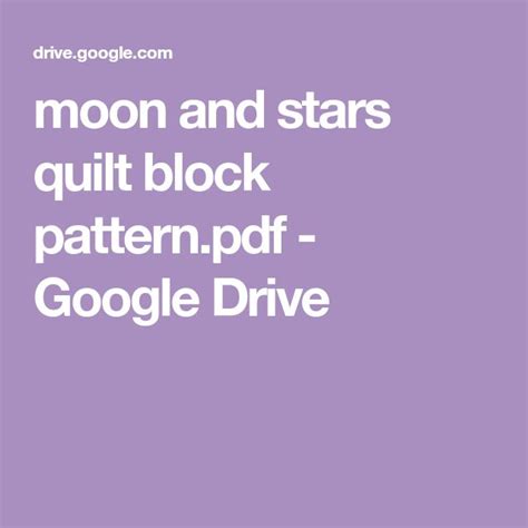 Moon And Stars Quilt Block Pattern Pdf