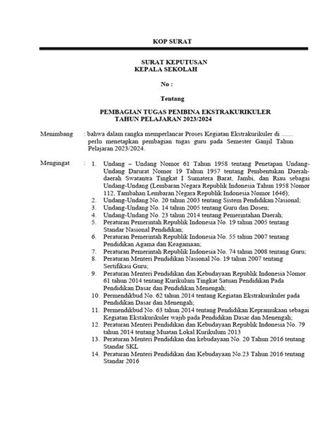 Sk Ekstrakurikuler Oke Pdf