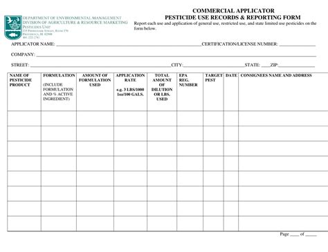Pesticide Application Record Sheet Recordkeeping Requirements For