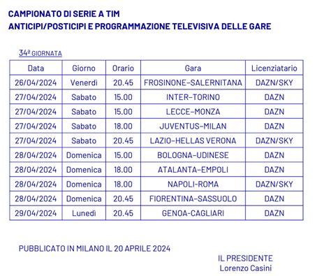Serie A 34ª Giornata Inter Torino Il Sabato Alle 15 Ecco Perchè
