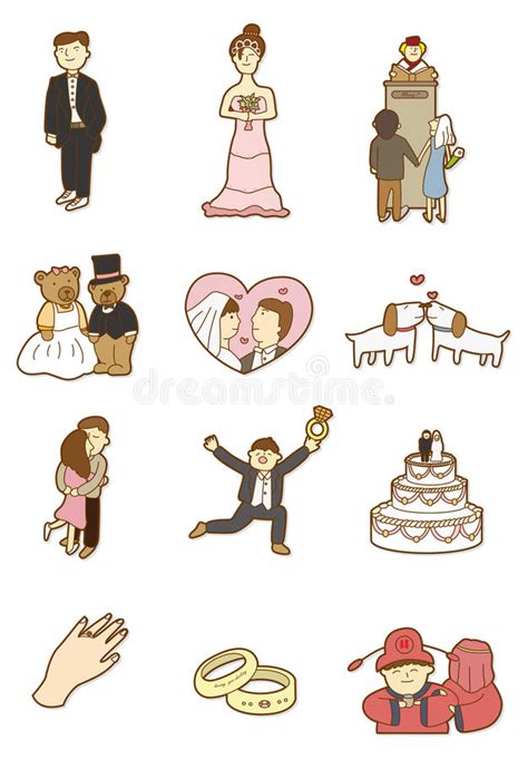 Novia Y Novio Del Stickman De Los Pares De La Boda Ilustración Del