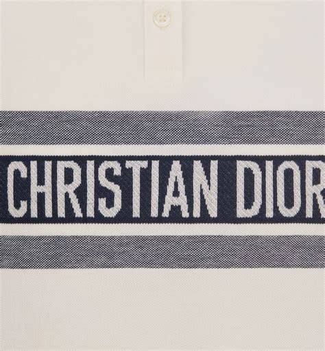 Camisa Polo Jérsei De Algodão Branco E Azul Marinho Dior