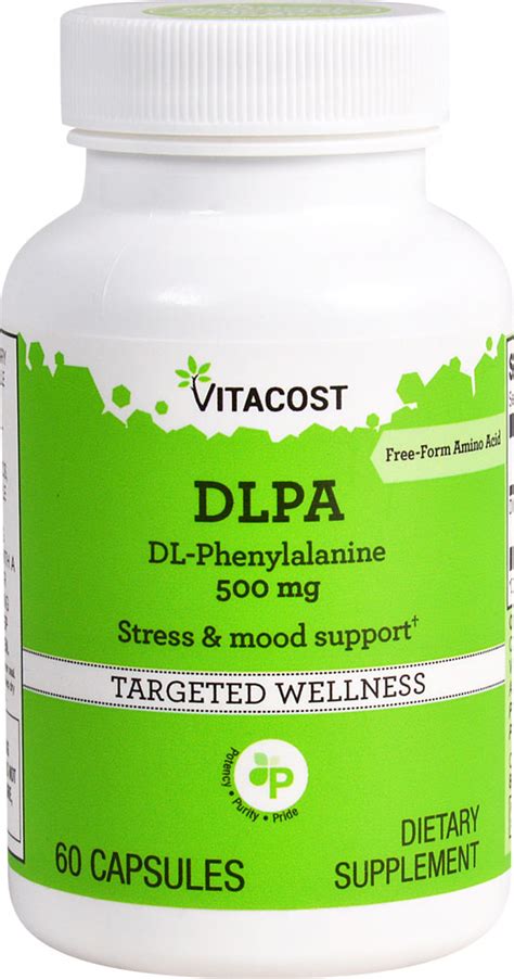Vitacost DLPA DL Phenylalanine 500 Mg 60 Capsules Vitacost