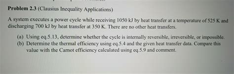 Solved Problem 2 3 Clausius Inequality Applications A