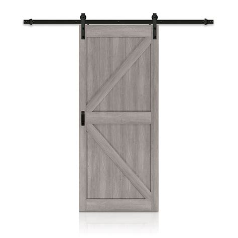Truporte 36 Inch X 84 Inch Silver Oak K Design Mdf Barn Door With Black