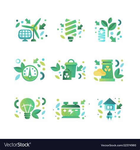 Eco Symbols Set Ecology Cocept Environment Vector Image