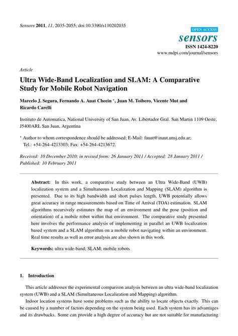 PDF Ultra Wide Band Localization And SLAM A Comparative Study For Mobile Robot Navigation
