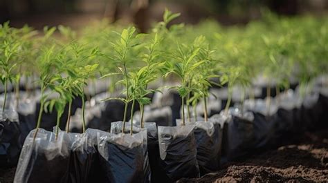 Premium AI Image New Plant Seedlings Are Moved To Larger Garden Area