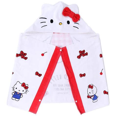 ハローキティ フード付きタオル 3way Uv対策 ラップタオル プール お風呂 海 レジャー サンリオ Sanrio キャラクター