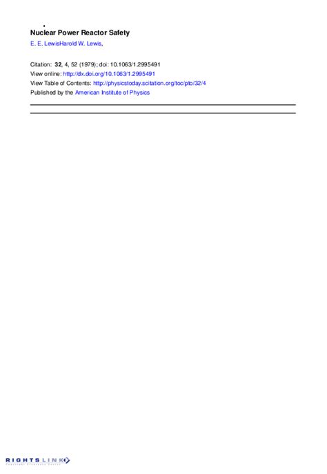 Pdf Nuclear Power Reactor Safety