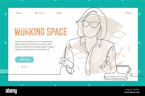 Coworking Space Landing Page Cartoon Template Freelancers Team Working