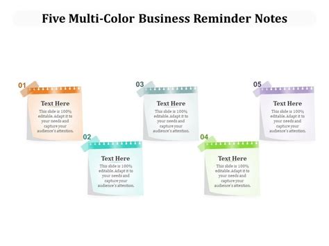 Five Multi Color Business Reminder Notes Ppt Powerpoint Presentation Icon Structure Pdf