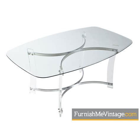 Acrylic Lucite Dining Table With Chrome Accents Hollywood Regency