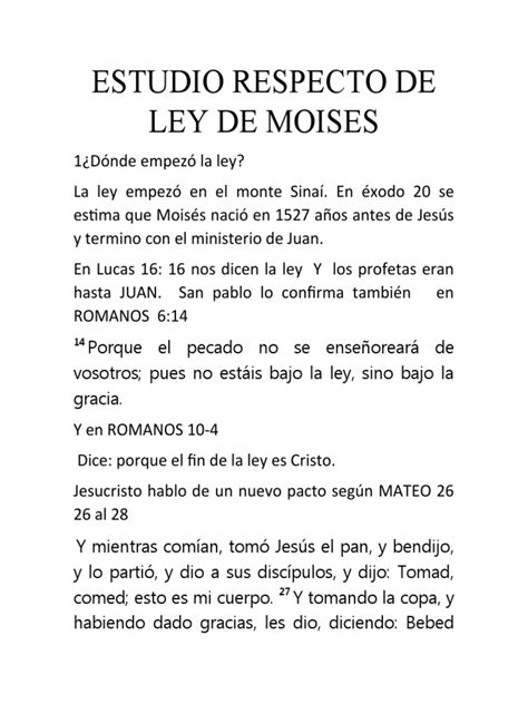 Estudio Respecto De Ley De Moises Pdf Jesús Cristo Título
